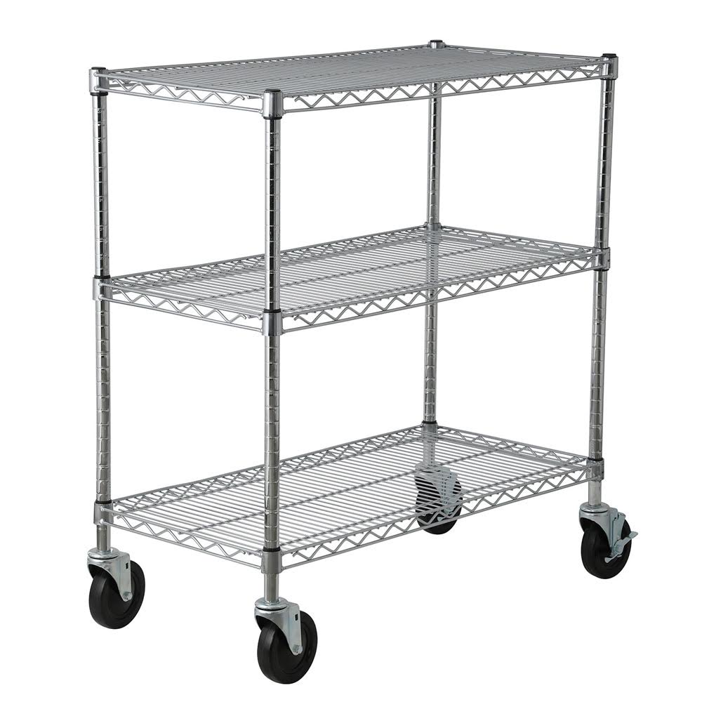 Estante Móvil Acero Cromado Olympic 46X91X100 Cm 3 Repisas