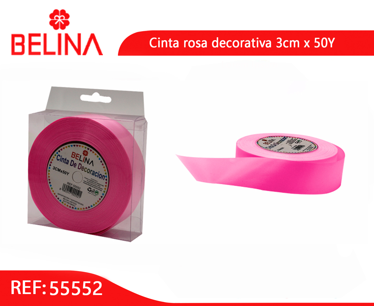 CINTA DE REGALO ROSA ROLLO 3CM*50Y