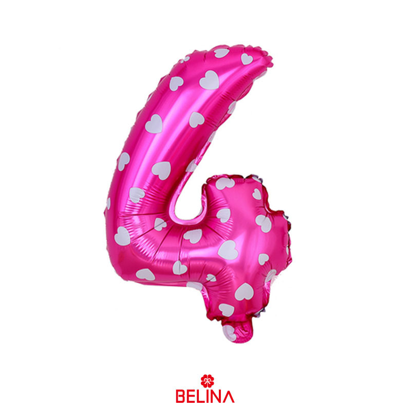 Globo Número 4 Rosa 16 Pulgadas- Belina Cotillón