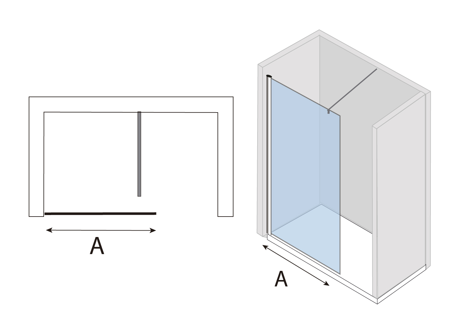 Mampara Frontal fija 90x190
