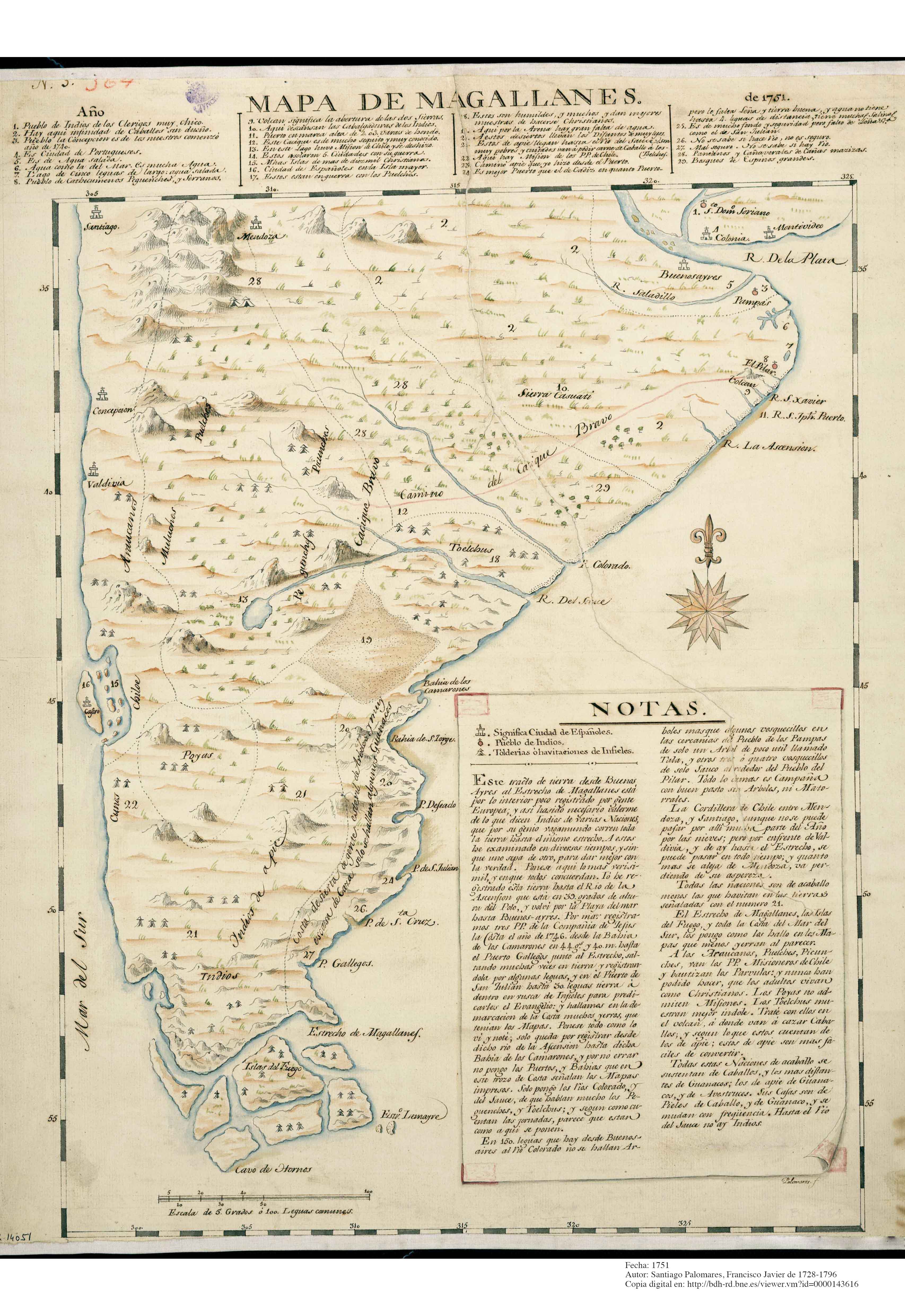 Mapa de Magallanes 1751.