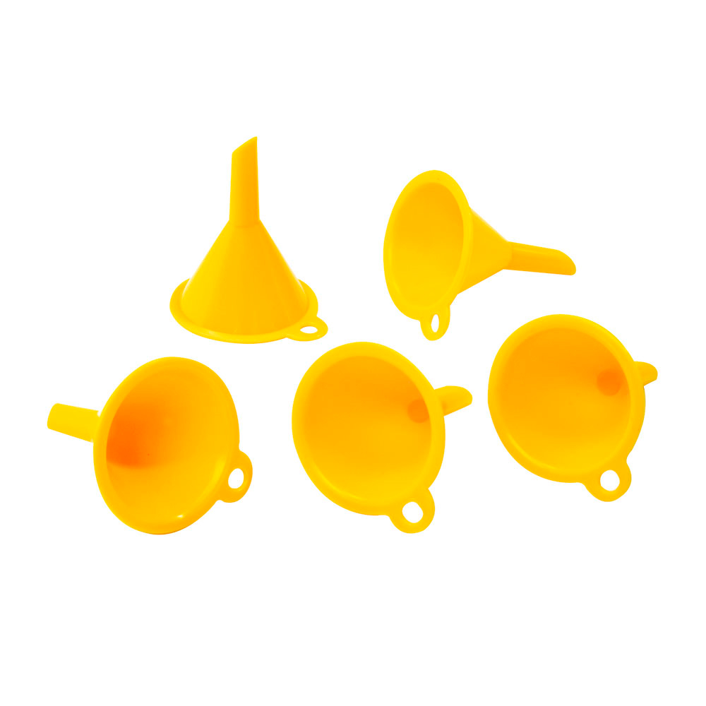 Set de 5 embudos pequeños amarillos