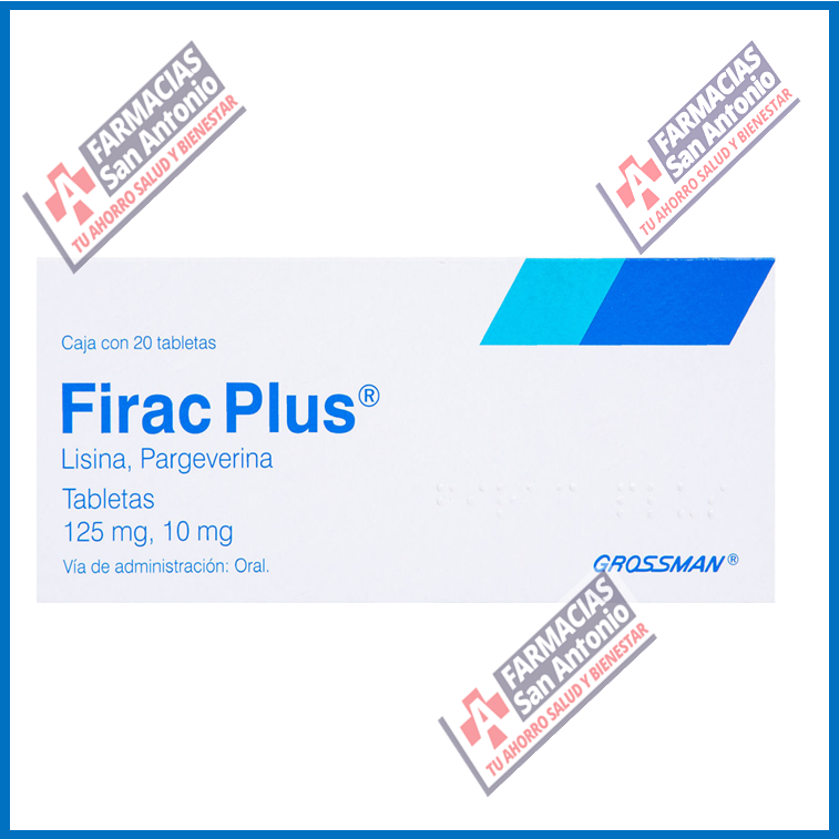 FIRAC PLUS LISINA, PARGEVERINA 125 MG , 10 MG 20 TABLETAS...