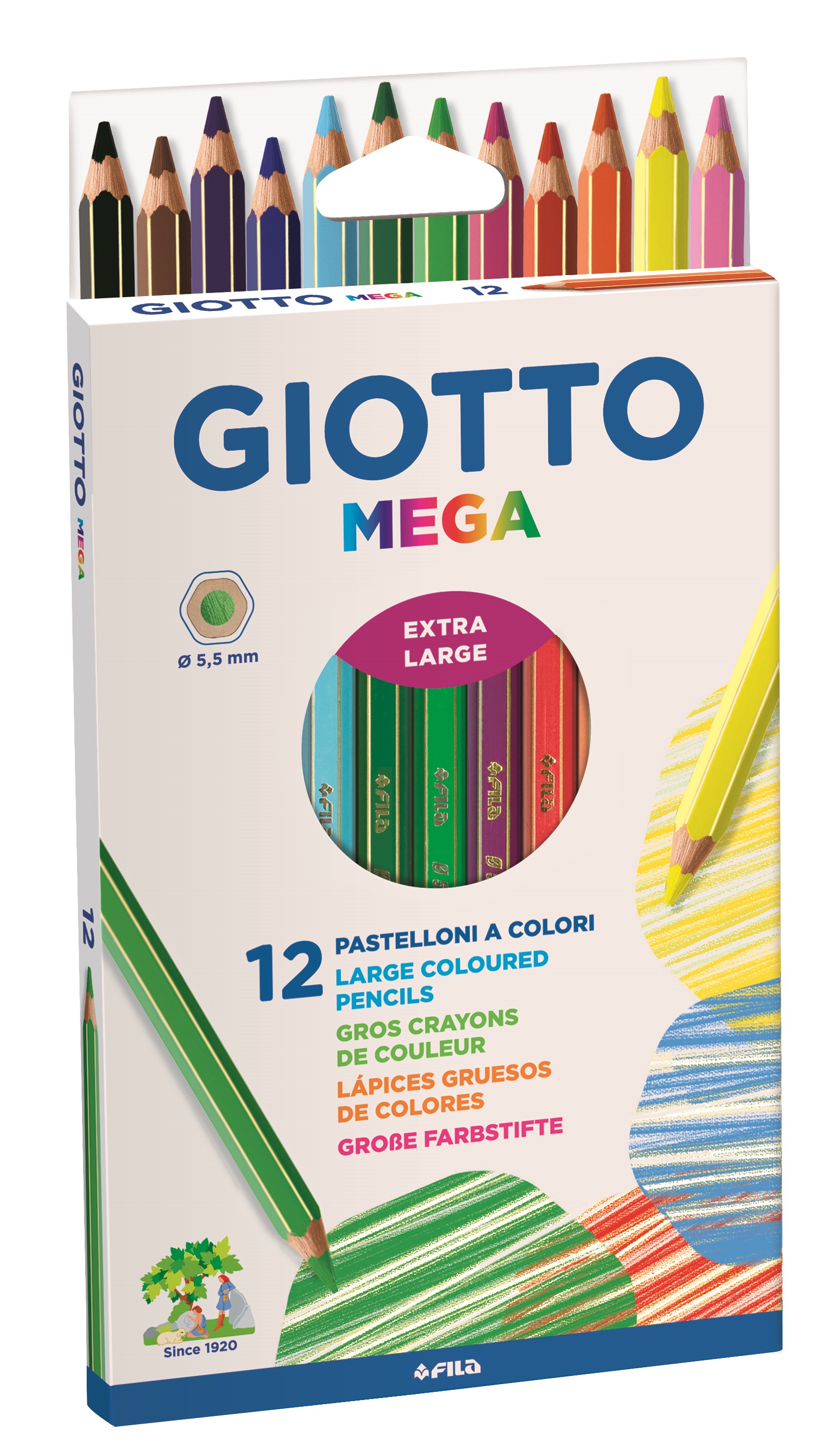 LAPICES GIOTTO 12 COLORES LARGOS MEGA