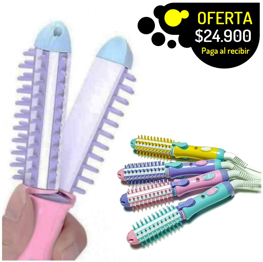 cepillo rizador Plancha 2 en 1 viajero incluye estuche de...