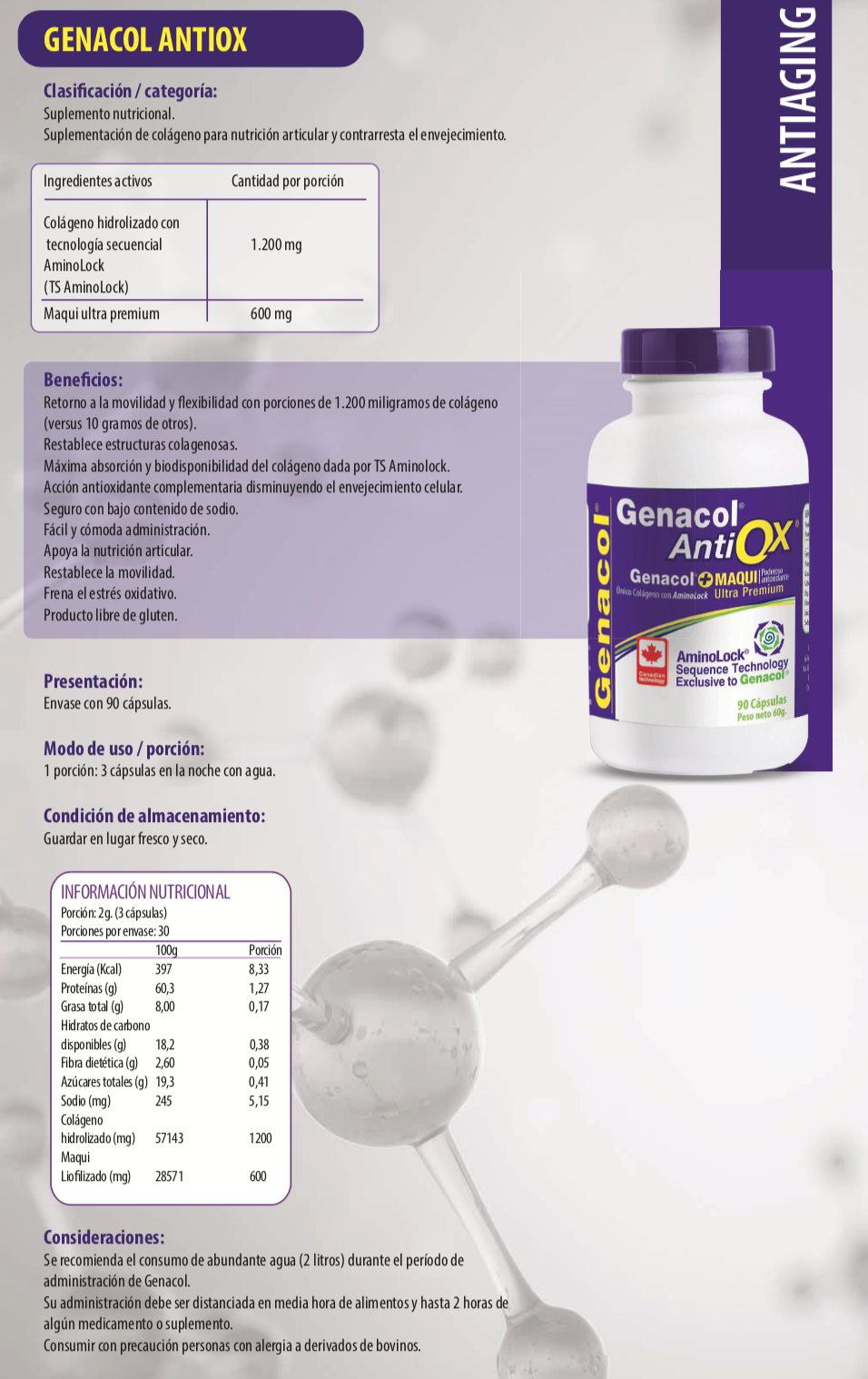 Genacol antiox (colágeno 400mg con maqui) 90 cápsulas Ne...