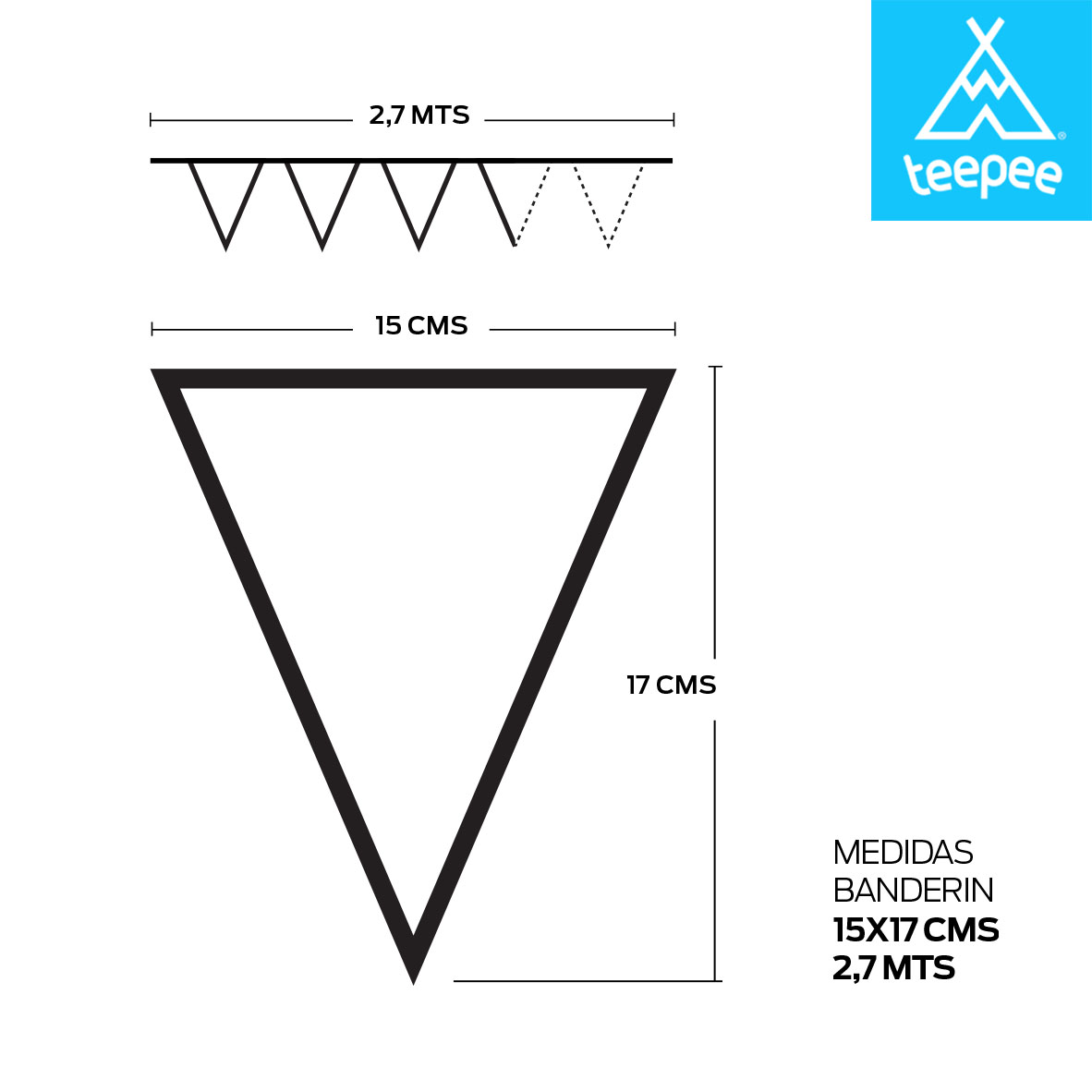 BANDERINES GUIRNALDA TELA (GRANDE)